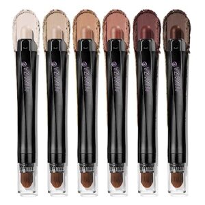 luxaza 6 pcs brown and neutral metallic eyeshadow stick sets,all matte no shimmer creamy pencil crayon,eye brightener stick,waterproof long lasting highlighter makeup set 1