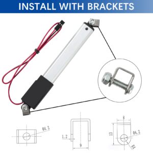 JQDML 1.2 Inch 1.2" Stroke 1.44lbs/6.4N Micro Linear Actuator 12V Speed 6"/sec with Mounting Brackets,for Robotics, Home Automation