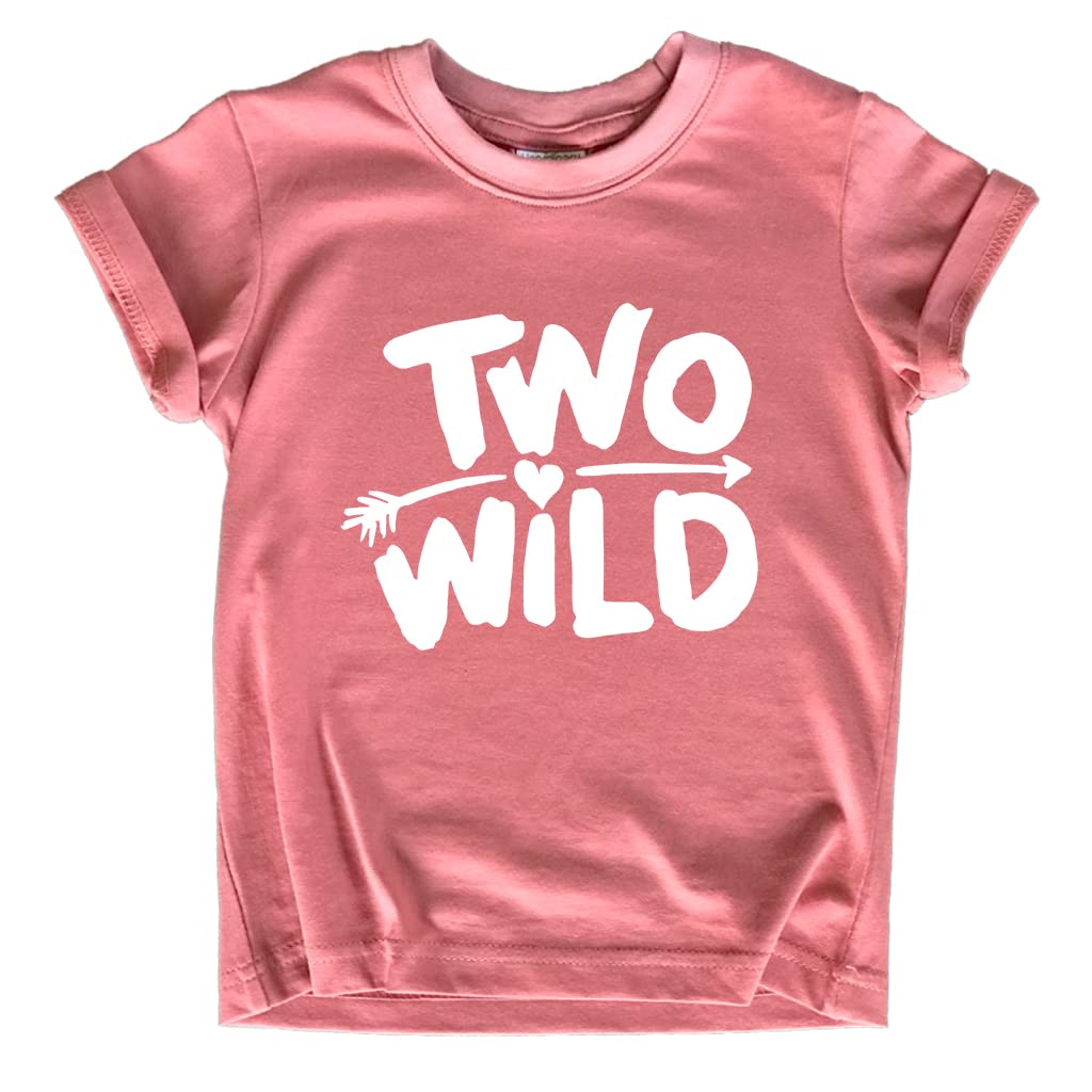 Two Wild 2nd Birthday Outfit Girl Shirt for 2 Year Old Toddler Second Cute Tshirt (2 Years, Mauve)