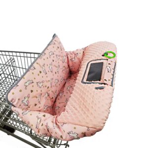 rhydeer shopping cart cover for babies-high chair cover, dotted minky touching, multi in 1 design, 360 full protection, roll in and go, universal fit, pink unicorns