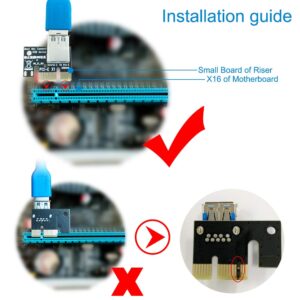 Ubit 6 Pack Latest GPU PCI-E Riser Express Cable 16X to 1X (6pin / MOLEX/SATA) with Led Graphics Extension Ethereum ETH Mining Powered Riser Adapter Card