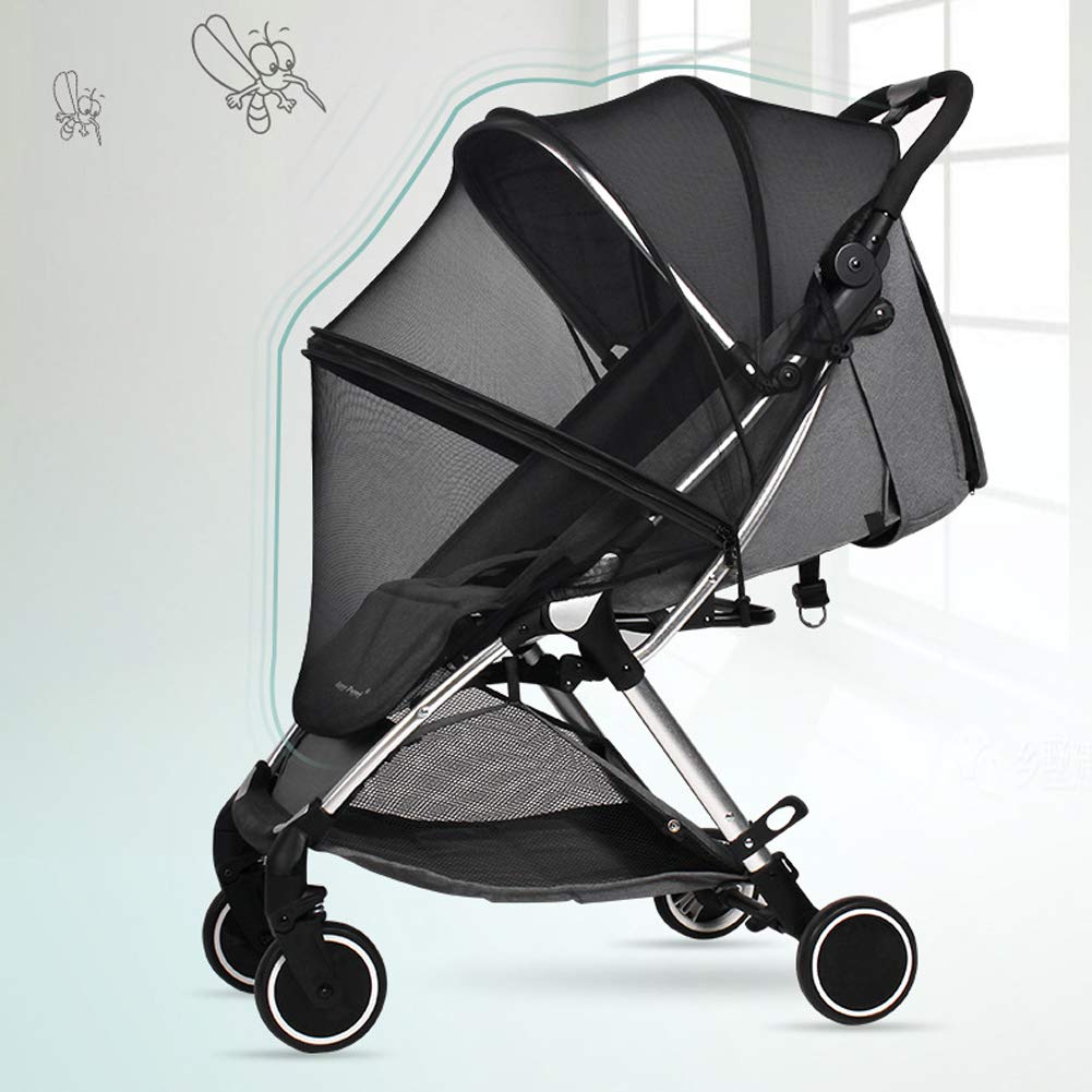 Mosquito Netting for Baby Stroller Full Cover Breathable and Stretchable Net Portable & Durable Zipper Mesh Mosquito Net Easy to Install for Infant Car Seat Bassinets Carrycot Cradles Black