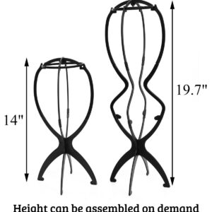 PIESOYRI Tall Wig Stands, High Wig Holders for Long Wigs, 19.7", Portable Collapsible Wig Stands for Storage, Display (2 Count-Pack)