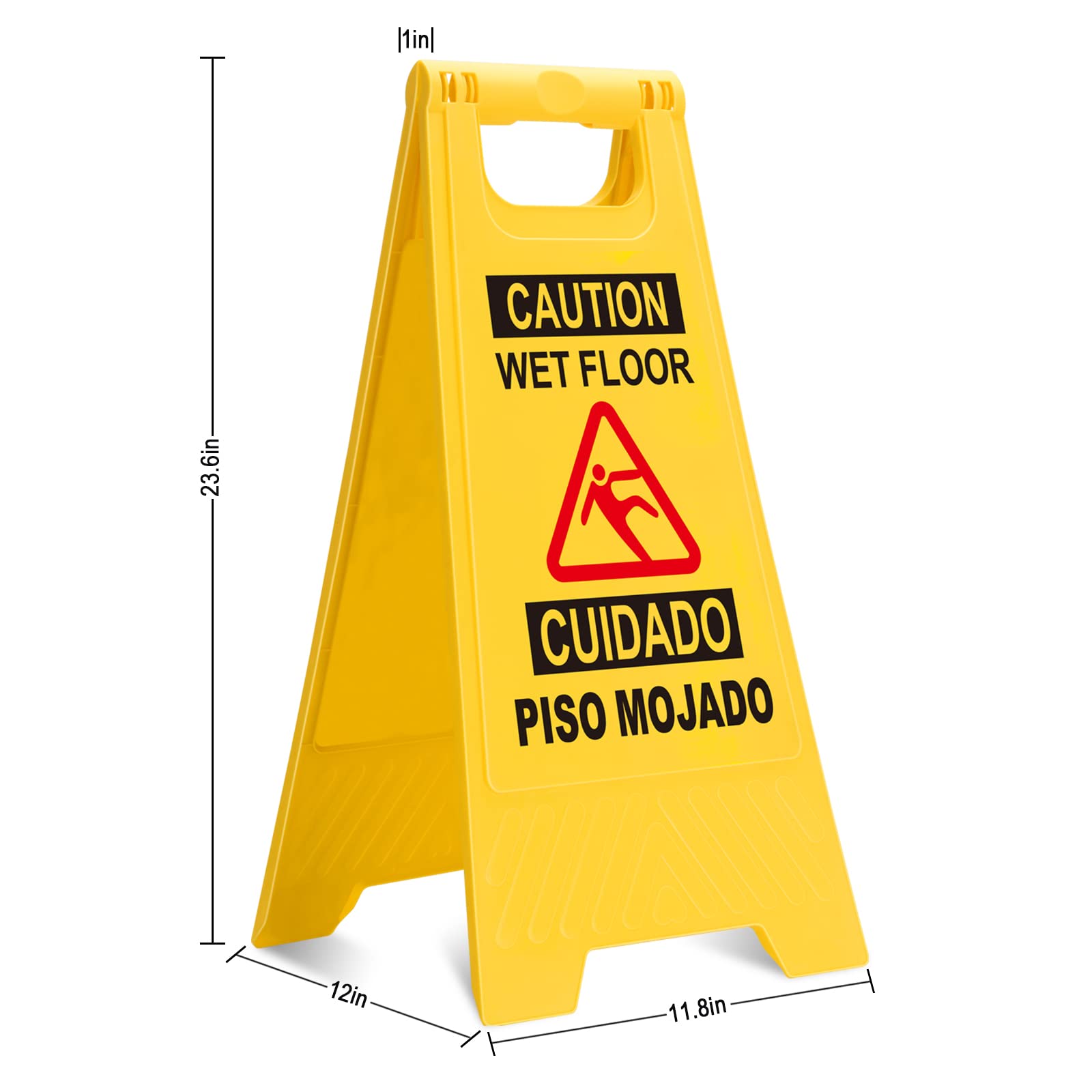 ANZEKE Caution Wet Floor Signs, 3 Pack Double Sided A-Frame Bright Yellow Warning Signs, Bilingual Warning Ideal for Commercial Use, Slip & Fall Accident Prevention