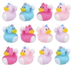 the dreidel company unicorn rubber duck toy duckies for kids, bath birthday baby showers summer beach and pool activity, 2" (6-pack)