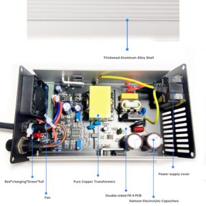 43.8V 2.5A Charger 36V LiFePO4 Battery Smart Charger 12S Aluminum Shell with Fan Battery Pack Charger Input 100VAC-240VAC with Alligator Clips