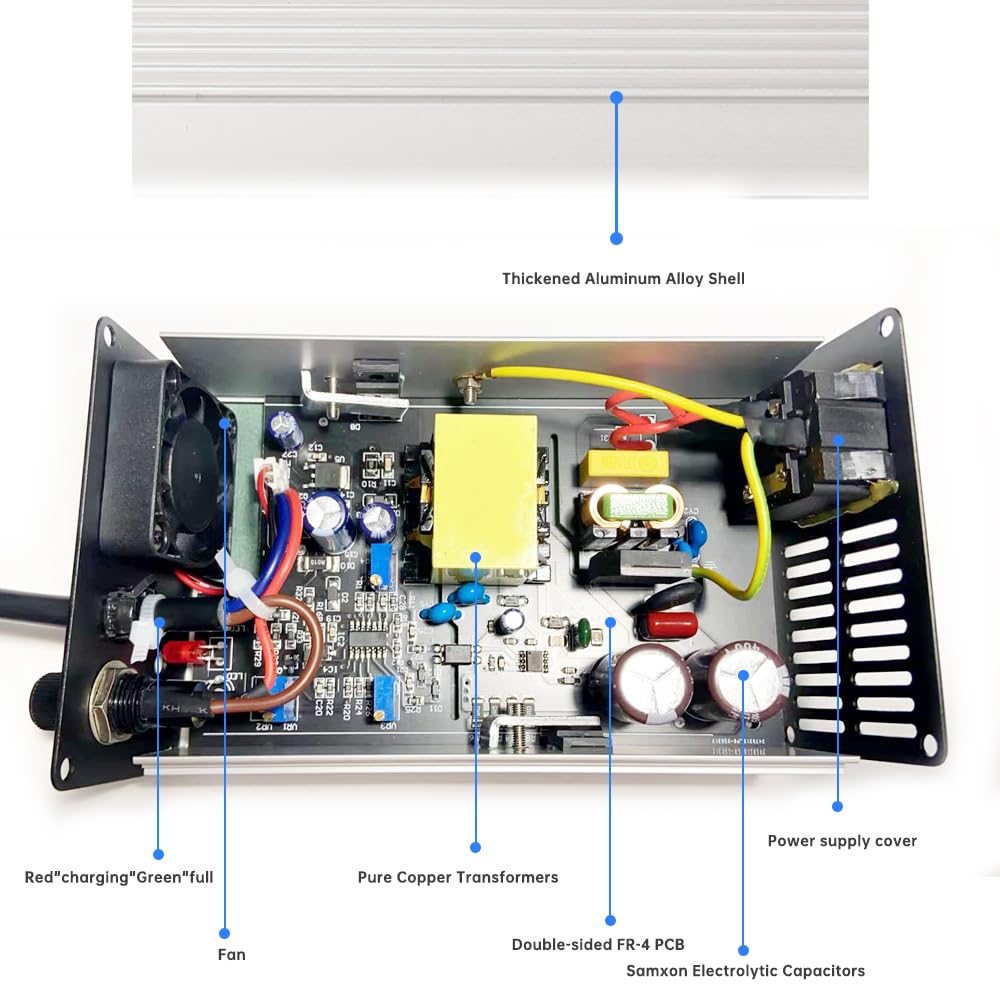 43.8V 2.5A Charger 36V LiFePO4 Battery Smart Charger 12S Aluminum Shell with Fan Battery Pack Charger Input 100VAC-240VAC with Alligator Clips