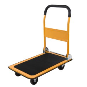 platform truck hand truck foldable dolly cart for moving easy storage and 360 degree swivel wheels 440lbs weight capacity 28.7x18.5x32.3in yellow