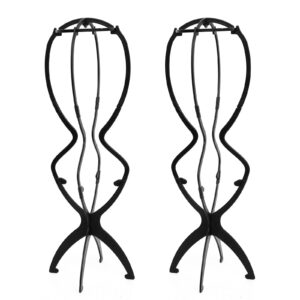 PIESOYRI Tall Wig Stands, High Wig Holders for Long Wigs, 19.7", Portable Collapsible Wig Stands for Storage, Display (2 Count-Pack)