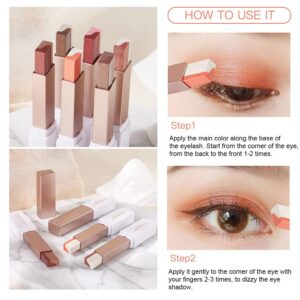 12 Colors Gradient Eyeshadow Stick Set, Shimmer Double Colour Eye Shadow Makeup Pen Rotation Eyeshadow Stick Glitter Radiant Eyeshadow Stick Waterproof and Durable for Women Eye Makeup (6 PCS)