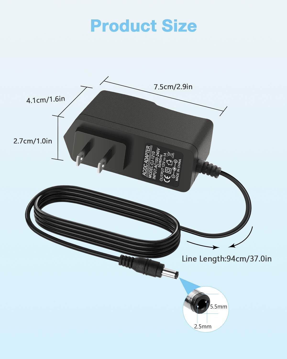 Aclorol Replacement Charger 12V 1A 0.6A 0.8A 0.5A Power Supply Universal AC Adapter 100V-240V AC to DC 12Volt Power Adapter w/10 Tips 12V 1000mA 800mA Power Cord for LED Strip Pixel Router CCTV Camera