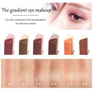 12 Colors Gradient Eyeshadow Stick Set, Shimmer Double Colour Eye Shadow Makeup Pen Rotation Eyeshadow Stick Glitter Radiant Eyeshadow Stick Waterproof and Durable for Women Eye Makeup (6 PCS)