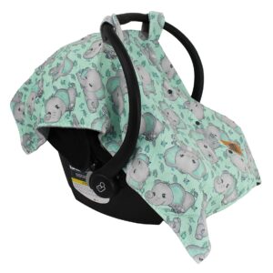 Dear Baby Gear Car Seat Canopy - Premium Infant Car Seat Cover - Maximum Protection/Style - Breathable Car Seat Canopy for Boys - Watercolor Elephant Safari Jungle Print/Custom Print - 40"x30"