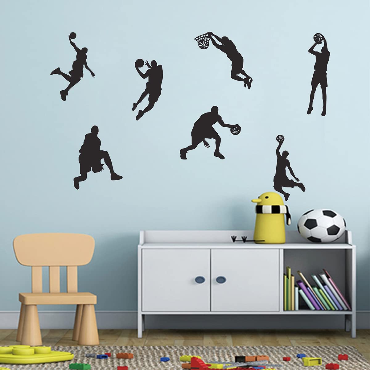 JUEKUI Basketball Wall Decal Vinyl Art Sport Player Sticker for Boys Teens Bedroom Living Room Playroom Fits Nursery Home Wall Decor W124 (Black)