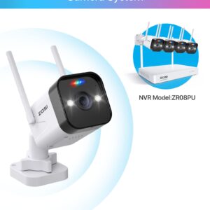 ZOSI ZG1883M Add-on 3MP Spotlight Wireless Security Camera,Outdoor Indoor WiFi IP Network Camera,2 Way Audio,Night Vision,Only Compatible with ZOSI NVR Network Video Recorder System(Model:ZR08PU)