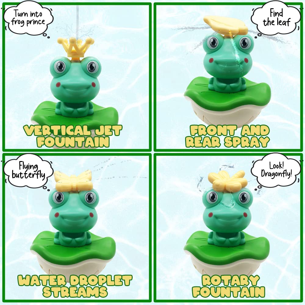 ArtCreativity Frog Bath Sprinkler Toy Set, Includes 1 Frog Fountain, 4 Nozzles, and 1 Ball, Battery-Operated Bathtub and Swimming Pool Toy for Kids, Great Gift for Boys and Girls Ages 3 and Up