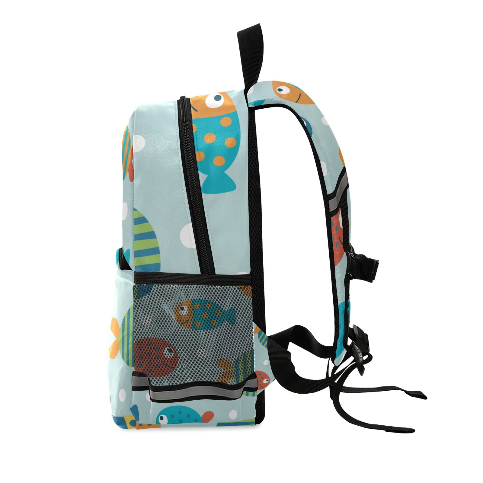 Cute Toddler Backpack with Safety Leash, Colorful Fish Kids Preschool Backpack with Chest Strap for Boys and Girls, Anti Lost Little Kids Backpack for Daycare Kindergarten and Travel