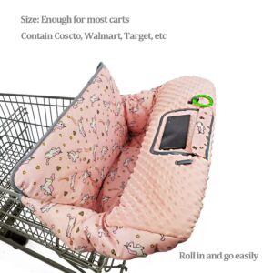 RHYDEER Shopping cart Cover for Babies-high Chair Cover, Dotted Minky Touching, Multi in 1 Design, 360 Full Protection, roll in and go, Universal fit, Pink Unicorns