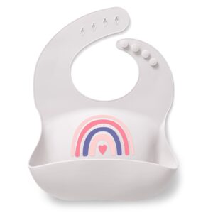 beanie kate silicone feeding bib,durable pocket adjustable strap bpa free silicone waterproof easy cleanup comfortable for babies & toddlers (rainbow),6 month2 years