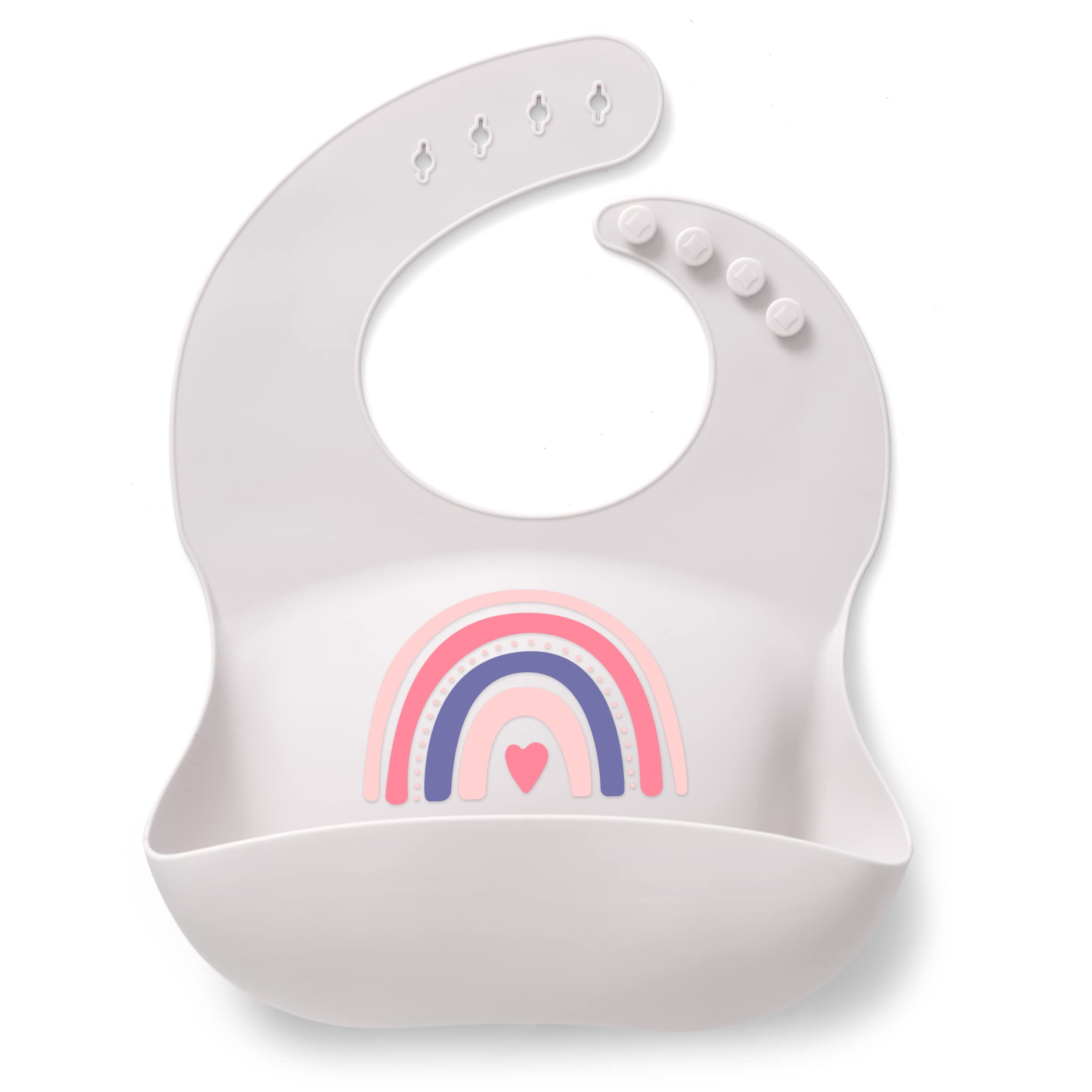 Beanie Kate Silicone Feeding Bib,Durable Pocket Adjustable Strap BPA Free Silicone Waterproof Easy Cleanup Comfortable for Babies & Toddlers (Rainbow),6 month2 years