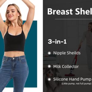 3-in-1 Breast Shells for Sore Nipples | Milk Collector | Breast Pump with Natural Suction | Fit in Bra, Kick-Proof, Not Elephant Trunk When Wearing | Nipple Shells | Anti Dirt Case | 4oz/120ml, 2Pcs