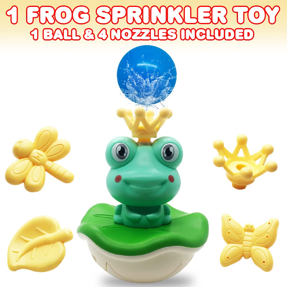 ArtCreativity Frog Bath Sprinkler Toy Set, Includes 1 Frog Fountain, 4 Nozzles, and 1 Ball, Battery-Operated Bathtub and Swimming Pool Toy for Kids, Great Gift for Boys and Girls Ages 3 and Up