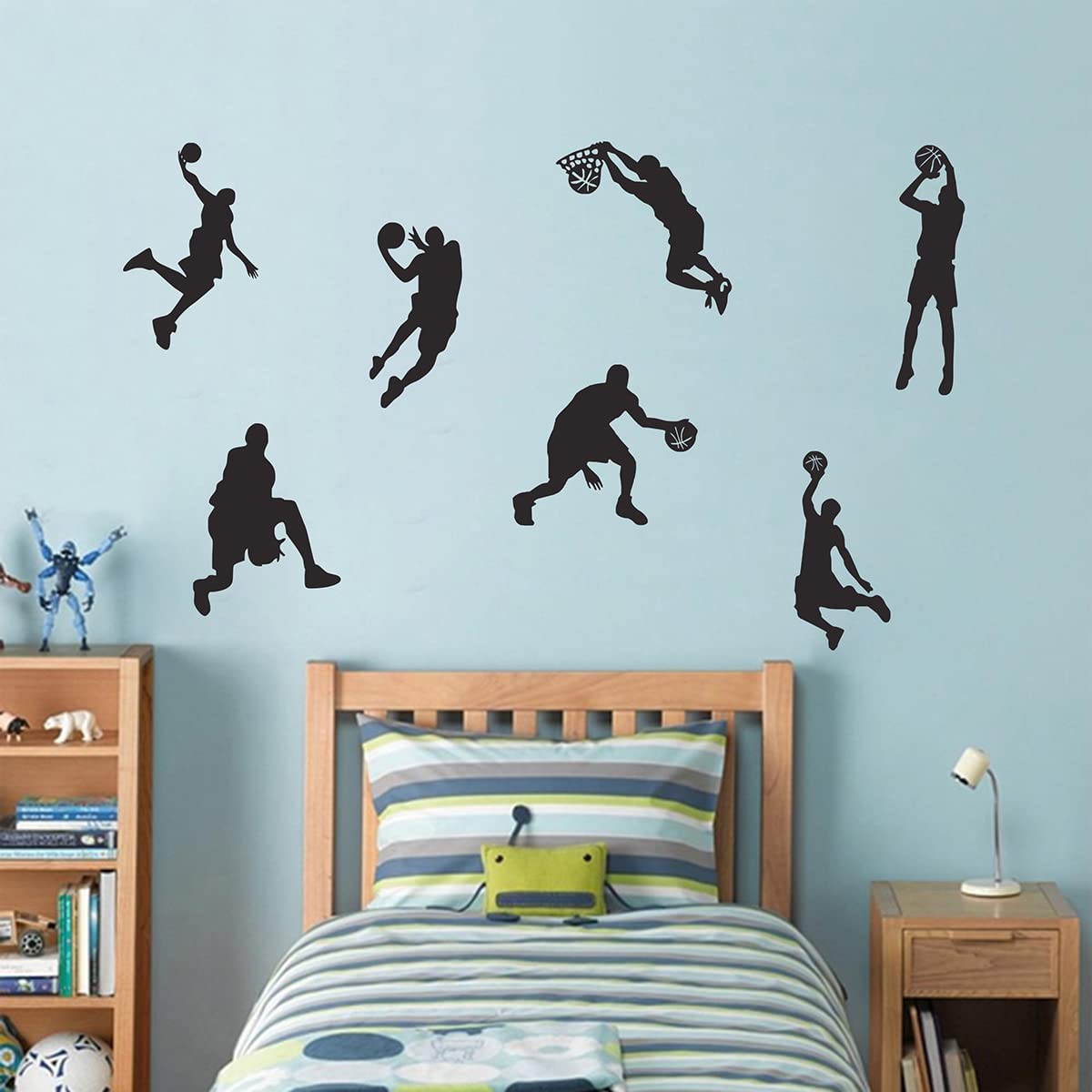 JUEKUI Basketball Wall Decal Vinyl Art Sport Player Sticker for Boys Teens Bedroom Living Room Playroom Fits Nursery Home Wall Decor W124 (Black)