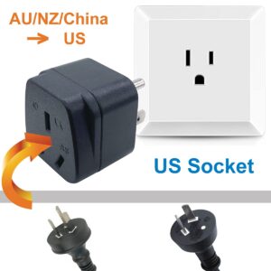 Australian/New Zealand to US/Canada Plug Adaptor, 3-pin AUS/China/New Zealand Plug Convert to 3-pin United State/Canada Socket with Safety Shutter (3 Pieces)