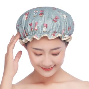 Jayutson 3 Packs shower cap for women,Reusable Women's Waterproof Shower Cap, 10.6" (about 27cm) Double Layer Waterproof Women's Shower Caps, Washable Ladies and Girls Shower Cap, Double Layer Waterproof Shower Cap, Men's Ladies Shower Caps (Navy blue + Y