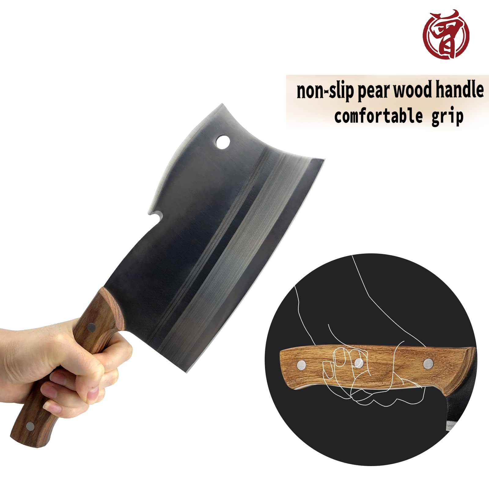 ZENG JIA DAO Meat Cleaver Butcher Knife Bone Cutter Multi-Purpose Dual Edges Heavy Duty Kitchen Chopping Knife for Meat Cutting Chinese Chefs KnifeHandle 2023 Gift