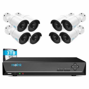 reolink 4mp 16ch poe security camera system, 8pcs wired 1440p security ip camera for indoor and outdoor, 5mp 16ch nvr with 3tb hdd for 24-7 recording rlk16-410b8 (renewed)