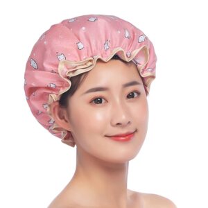 Jayutson 3 Packs shower cap for women,Reusable Women's Waterproof Shower Cap, 10.6" (about 27cm) Double Layer Waterproof Women's Shower Caps, Washable Ladies and Girls Shower Cap, Double Layer Waterproof Shower Cap, Men's Ladies Shower Caps (Navy blue + Y