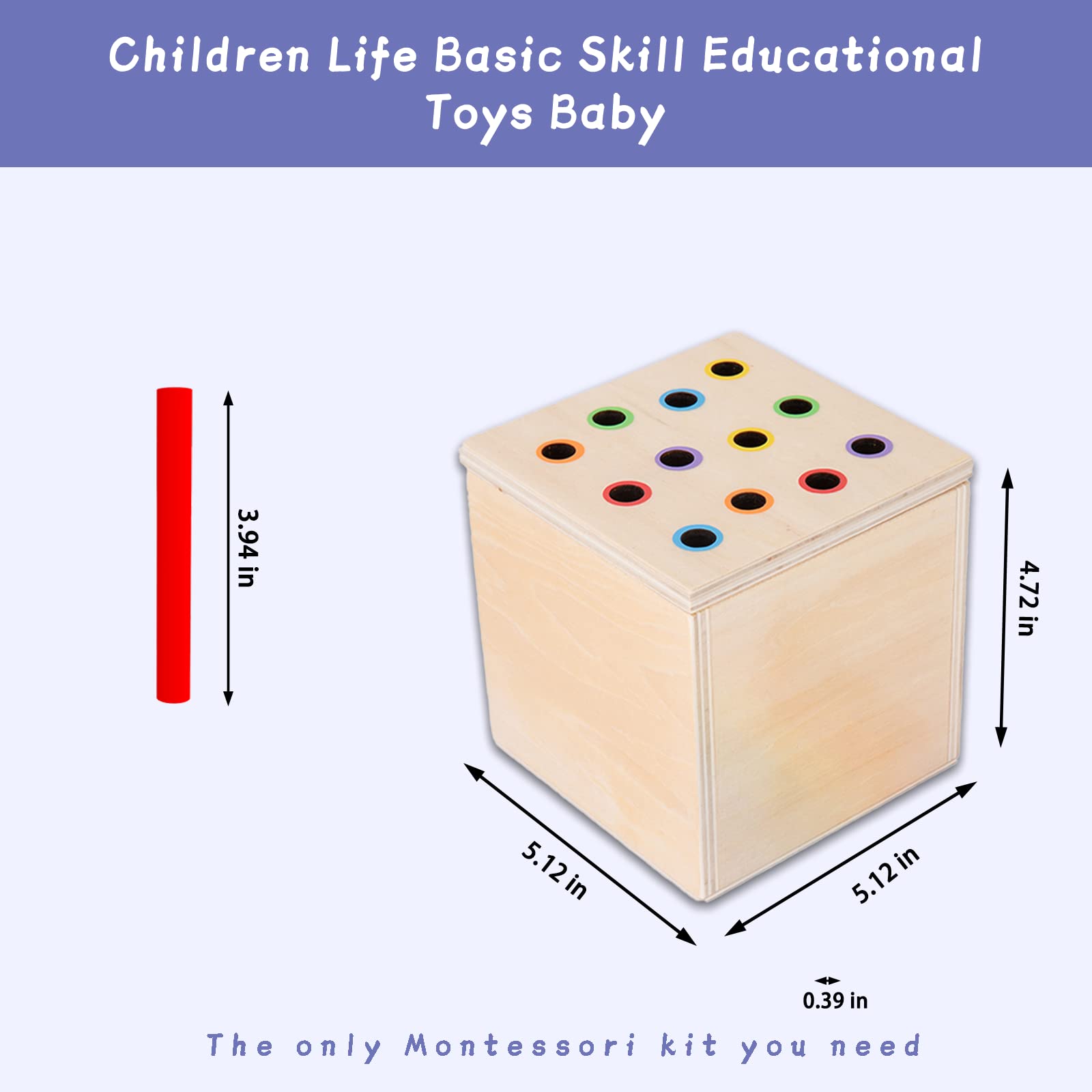 Tiger Montessori Box Wooden Play Kit, 3-in-1 Activity Cube: Includes Carrot Harvest, Object Permanent Box, Coin Box - Early Development Learning for Toddlers Ages 1-3