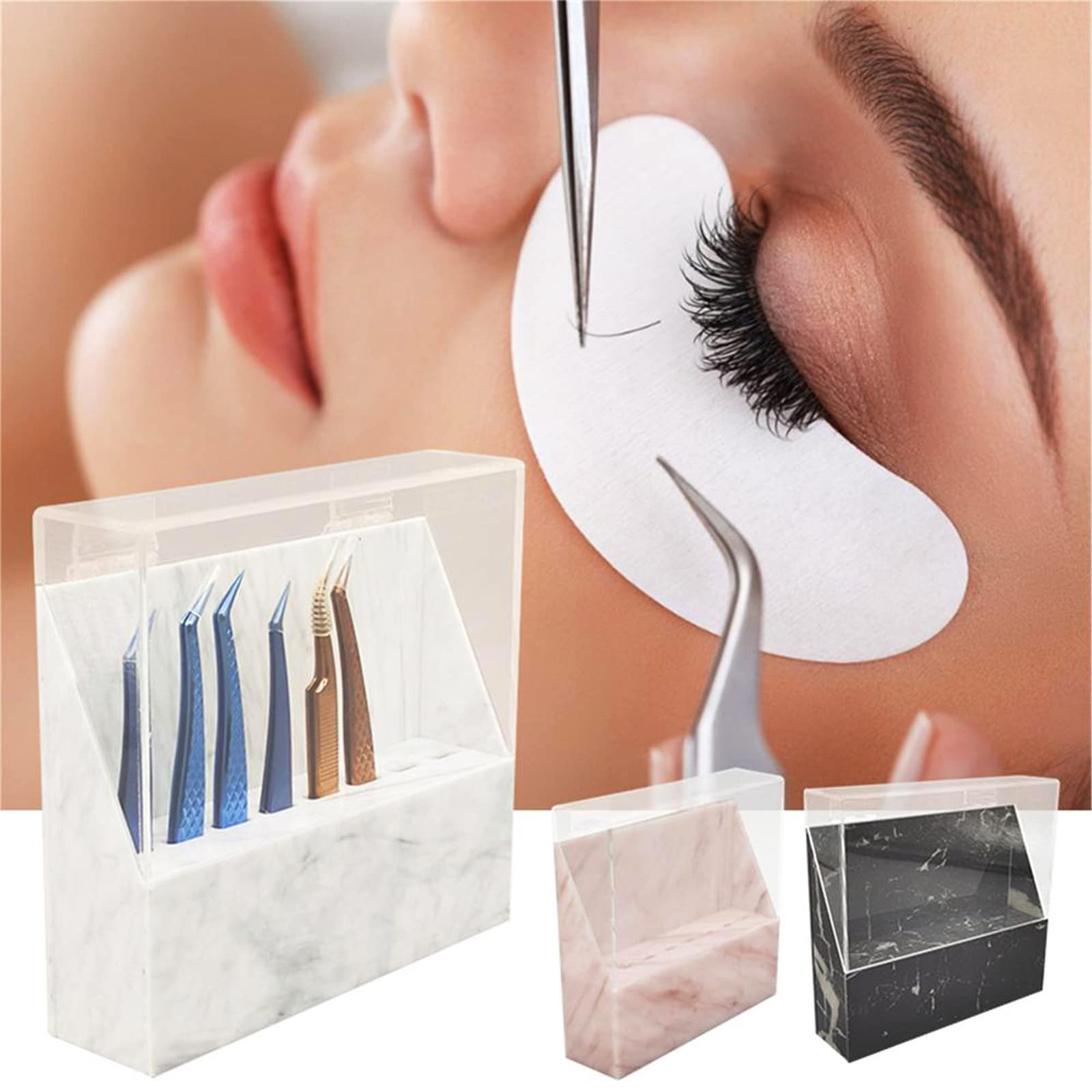 Tweezer Holder Stand for Eyelash Extensions Lash Tweezer Stand with Cover 8 Slots Lash Extension Organizers And Storage for Salon and Home Use