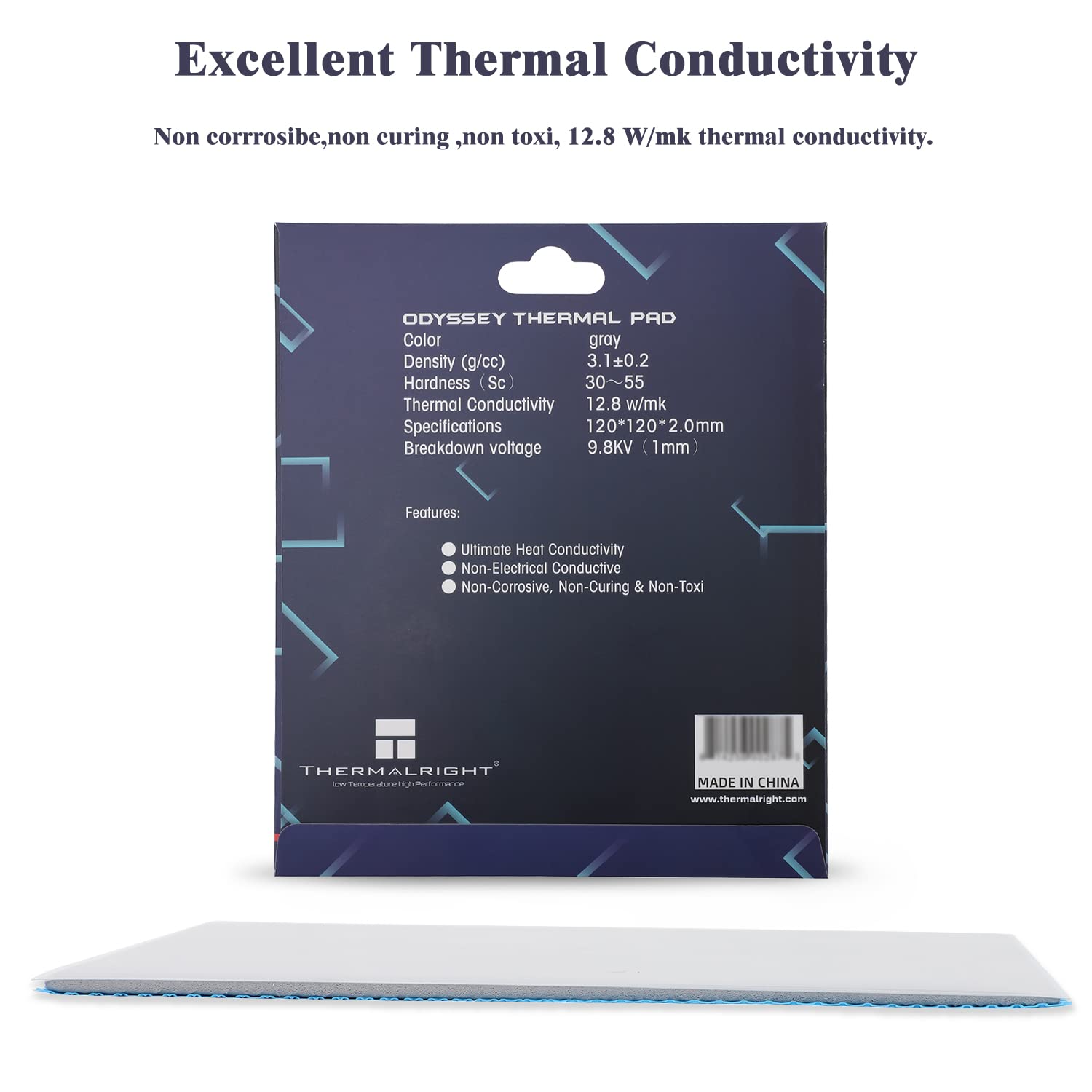 Thermalright Thermal Pad 12.8 W/mK Silicone Thermal Pads Non Conductive Heat Dissipation Silicone Pad for PC Laptop Heatsink/GPU/CPU/LED Graphics Card Silicone Grease Pad Multi-Size(120x120x2.0mm)