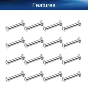 Bettomshin 20Pcs M3 Binding Screw, M3 x 20mm Nickel Plated Carbon Steel Cross Head Butt Screw Binding Post Screw Kit for Scrapbook Photo Albums Bookbinding DIY Leather Saddles Purses Belt