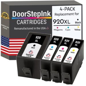 doorstepink remanufactured in the usa ink cartridges for 920xl cd975 1 black, 920xl cd972 1 cyan, 920xl cd973 1 magenta and 920xl cd974 1 yellow (4pack)