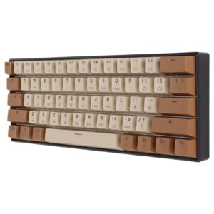 pusokei mechanical keyboard 61keys, compact color mixing light ergonomics key line separation type c gaming keyboard, coffee a, full key without punch, for win xp/7/8/10(green axis)