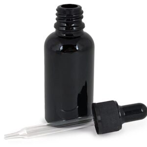 Vivaplex, 12, Black, 1 oz Glass Bottles, With Glass Eye Droppers