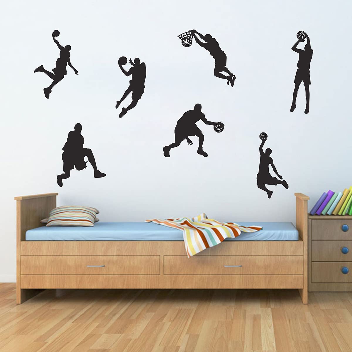 JUEKUI Basketball Wall Decal Vinyl Art Sport Player Sticker for Boys Teens Bedroom Living Room Playroom Fits Nursery Home Wall Decor W124 (Black)