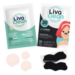 livaclean 30 blackhead strips + 48 pimple patches - nose pore strip, pore strips blackhead remover for face, black head remover for nose, nose blackhead remover, charcoal nose strips for blackheads