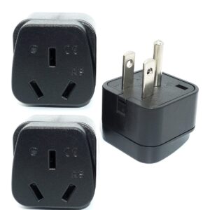 australian/new zealand to us/canada plug adaptor, 3-pin aus/china/new zealand plug convert to 3-pin united state/canada socket with safety shutter (3 pieces)