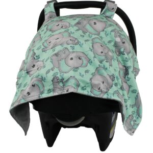 Dear Baby Gear Car Seat Canopy - Premium Infant Car Seat Cover - Maximum Protection/Style - Breathable Car Seat Canopy for Boys - Watercolor Elephant Safari Jungle Print/Custom Print - 40"x30"