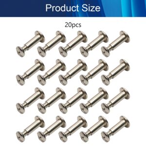 Bettomshin 20Pcs M3 Binding Screw, M3 x 10mm Nickel Plated Carbon Steel Cross Head Butt Screw Binding Post Screw Kit for Scrapbook Photo Albums Bookbinding DIY Leather Saddles Purses Belt