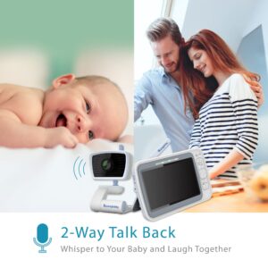 Moonybaby EMF Reduction Baby Monitor with 4 Cameras for 4 Rooms, QuadView 30, No WiFi, 5" 720p HD Quad View Screen, 20 Days Stand-by Battery Life, Room Temperature Display