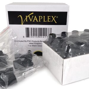 Vivaplex, 12, Black, 1 oz Glass Bottles, With Glass Eye Droppers