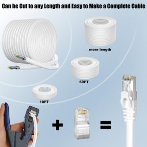 Cat 6 Ethernet Cable 100ft Shielded ( 6 RJ45), Outdoor&Indoor Cat 6 Internet Network Cable 23AWG, Heavy Duty, High Speed, Direct Burial, POE, Waterproof, UV Resistant Cat6 Cable 100ft, CCA, White