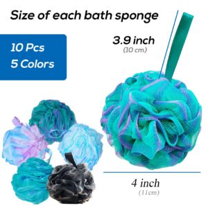 10 Pcs Shower Loofahs,Bath Shower Loofah Sponge,Exfoliating Shower Pouf Balls for Women,Men,Body Wash Bathroom,Exfoliate with Beauty Bathing Accessories