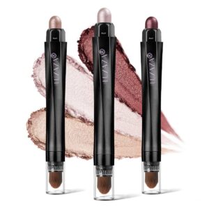 luxaza 3pcs eyeshadow stick makeup set,creamy eye shadow pencil crayon for eyes,eye brightener stic with smudgerk,pink brick red shadow stick,waterproof & long lasting highlighter makeup stick