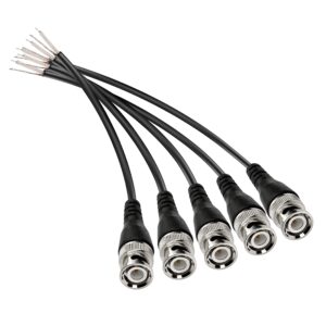 meiriyfa bnc pigtail cable bare wire, bnc male coaxial connector extension plug with open end wire for cctv camera terminal adpater (5pcs bnc male)